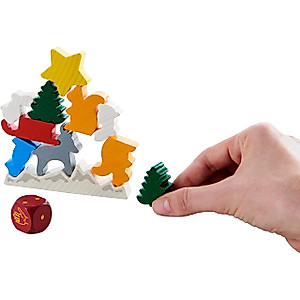 HABA Animal Upon Animal Christmas Limited Edition Wooden Stacking Game in Collector's Tin - Fun Games with Wooden Animals & Christmas Games