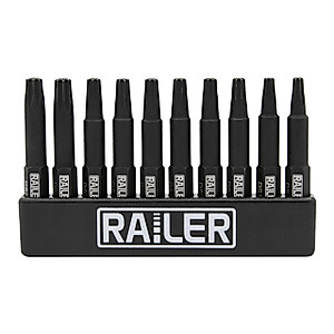 Double Square 8 Point Star Bit Set. Railer Premium S2 Steel 2 Inch 8 Spline Double Square Bit Set With A Storage Bit Holder (10pc Set)