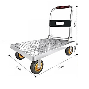 Folding Platform Trucks,Rolling Flatbed Cart Dolly for Easy Transportation Heavy Industrial Platform Hand Trucks, Garage Warehouse Moving Truck,Heavy Duty Platform Trolley with Rubber W(Size:60x40cm)