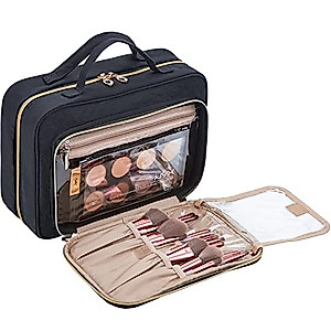 NISHEL Hanging Travel Toiletry Bag, Visible Makeup Organizer, Cosmetic Case for Journey Accessories, Bathroom Shower, Black