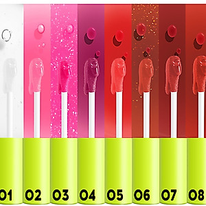 MAEPEOR Lip Gloss Set 4 Colors Ultra-Hydrating Moisturizing Glossy Lipgloss Kit Non-Sticky Long Lasting Nourishing Lip Oil with Big Brush Head （Color 0401 (Color M0402)