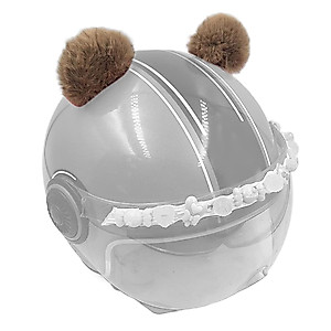 Kawaii Round Bear Ears for Helmet Plush Ears Adhesive Velcro Ski Helmet Accessory for Children Balance Bike Helmet Decor Brown
