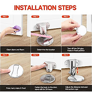 Magnetic Door Stop, Magnetic Door Stoppers for Bottom of Door, Adhesive No Drilling, Protect The Door from Collision When Opened (Silver 1)