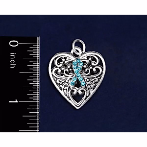 Fundraising For A Cause | Teal Ribbon Awareness Hope, Courage, Strength Bracelet - Jewelry for Ovarian Cancer, PTSD, Sexual Assault Awareness Gift-Giving (1 Bracelet)