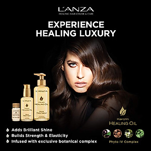 L'ANZA Keratin Healing Oil Hair Treatment, Hair Oil Revives & Nourishes Dry Damaged Hair & Scalp, Sulfate Free with Phyto IV Complex, Cruelty Free Volumizing Hair Care with UV Protection (0.34 Fl Oz)