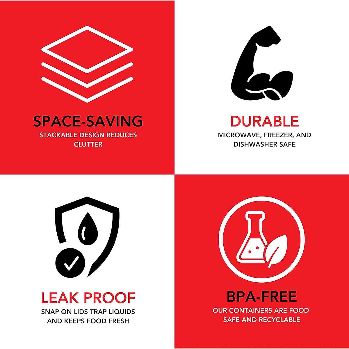 Stock Your Home 32oz Plastic Deli Containers with Lids (48 Pack), Disposable Plastic Food Storage Containers with Lids, Reusable Freezer Containers, To Go Soup Containers with Lids, Microwave Safe