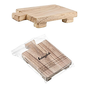 Wood Pedestal Stand Riser Wood Footed Tray for Bathroom Home Kitchen Wooden Soap Holder for Bottles Plant Makeup Tissues Candles Guest Jewelry Soap(Classic Color, 1.57 x 6 x 9 Inch)