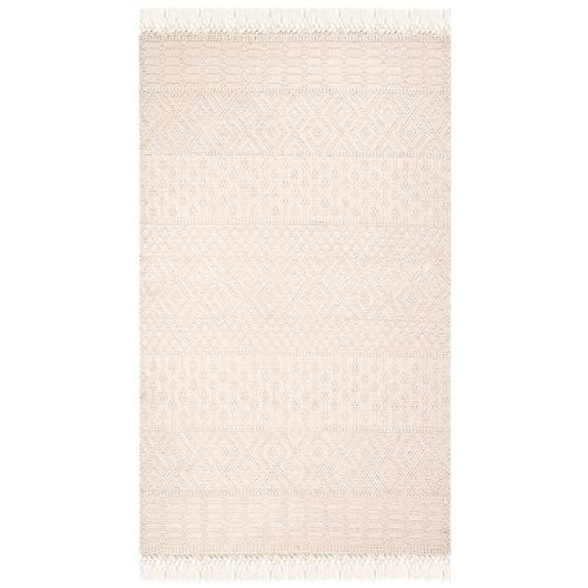 SAFAVIEH Natura Collection 5' x 8' Ivory NAT852B Handmade Moroccan Boho Fringe Wool Area Rug