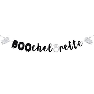 Halloween Boocheloretee Banner,She Found Her Boo, Ghost Garland Spooky October Bachelorette Bridal Shower Wedding Party Decorations Supplies, Black Glitter