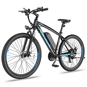 ANCHEER 350/500W Electric Bike 27.5'' Adults Electric Commuter Bike/Electric Mountain Bike, 36/48V Ebike with Removable 10/10.4Ah Battery, Professional 21/24 Speed Gears