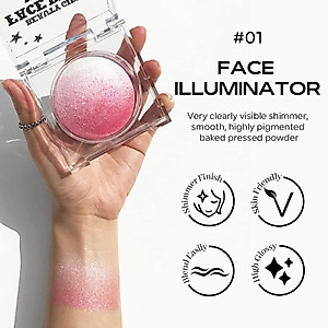 KYDA Pink Blush Powder, Pink Face Highlighter Baked Blush, Shimmer Blush for Natural Glowing Finish, Lasting Lightweight Buildable Easy To Blend-Pink