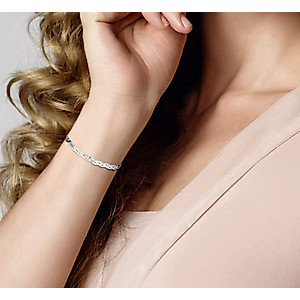 Miabella 925 Sterling Silver Italian 3-Strand Diamond-Cut 4mm Braided Herringbone Link Chain Bracelet for Women Teen Girls, Made in Italy (Length 7 Inches (Small))