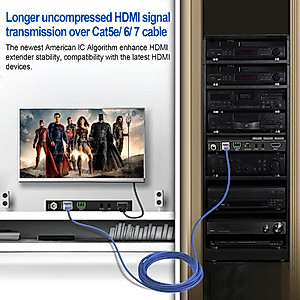 ROFAVEZCO HDBaseT HDMI ARC Extender 4K 60Hz (4:4:4 8bit) HDR10 18Gbps by Cat5e Cat6 SPDIF Toslink,Bi-Directional PoE+IR+CEC - 230ft 1080P,130ft 4K HDMI2.0 HDCP2.2,DTS:X,4K Down-Scale,Slim Case EX70H2