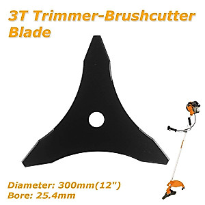 AR-PRO 12" x 3 Teeth Steel Brush Blades for Cutter, Trimmer, Weed Eater | Made from Carbon Steel, Cuts Like Butter