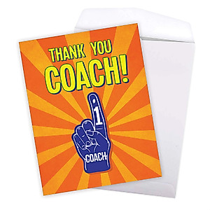 NobleWorks - 1 Jumbo Sports Teacher Graduation Greeting Card from US w/Envelope (8.5 x 11 Inch) - Student Group Gratitude for School Coaches, Mentor - Thank You Coach from All J5786TYG-US