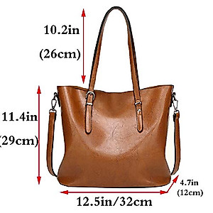 Rullar Women Ladies Satchel Zipper Shoulder Crossbody Top-handle Bag Multifunction Tote Purse Handbag Brown