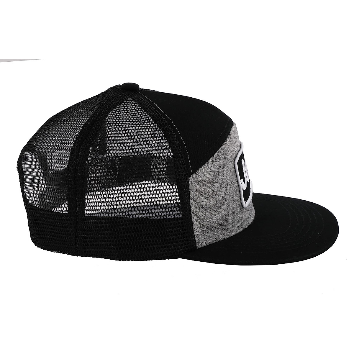 Jeep Premium 7 Panel Flatbill Snapback Patch Logo Hat for Men Heather Grey/Black