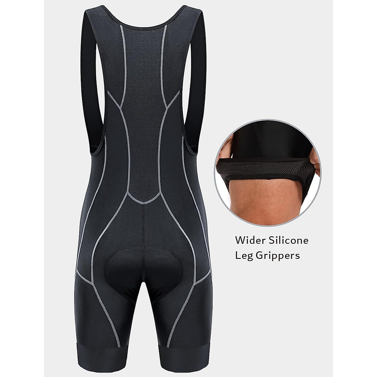 Przewalski Men’s 3D Padded Cycling Bike Bib Shorts, Bicycle Biking Bib Shorts Black