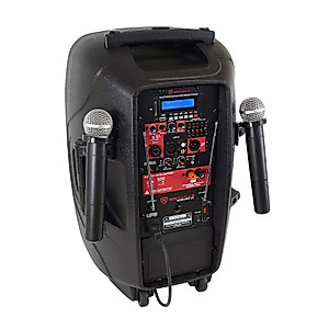 Rockville RAM12BT 12" Rechargeable Powered 600W PA Speaker+2 Mics+Bluetooth+Stand