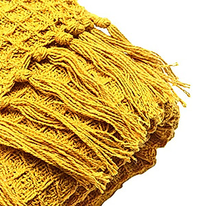 Shop LC Yellow Mustard Honeycomb Pattern Blanket Cotton Throw Blanket Super Soft for Couch Bedroom Size 70"X55"