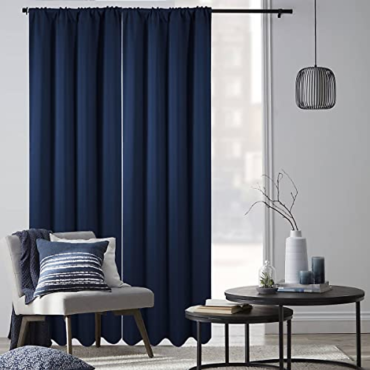 Diraysid Navy Blue Blackout Curtains for Bedroom and Living Room Thermal Insulated Room Darkening Curtains Drapes, 52 x 84, 2 Panels