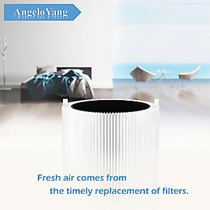 ANGELOYANG 3 Pack Blue Pure 411 Filter Replacement Compatible with Blueair Blue Pure 411 Genuine, 411+, 411 Auto and MINI Air Purifiers, Package Include the 3 Particle and 3 Activated Carbon Filter