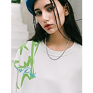 Fiusem Silver Tone Cuban Link Chain for Men, 5mm Mens Chain Necklaces, Stainless Steel Chain Necklaces for Men Women and Boys, 20 Inch