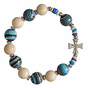 Gemstone Blue 10/12mm Rosary Bracelet