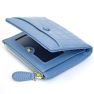 SUMGOGO Wallets for Women Small Coin Purse Card Holder Pocket Wallet Crocodile Leather Mini Slim Bifold Wallets (Blue)