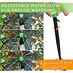 CARPATHEN Drip Irrigation Emitters Spray - 50 pcs Drip Sprinkler Head for 1/4 inch Drip Irrigation Tubing, 360 Degree Adjustable Drip Emitters Sprayer for Garden Irrigation System, Lawn, Flower Beds