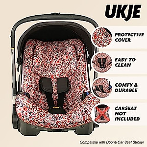 UKJE Protective Car Seat Stroller Cover Compatible with Doona Car Seat - Protector, Cotton Cover, Infant Car Seat Liner - Newborn Car Seat Accessories - Easy to Clean - Easy to Install (Pink Flowers)