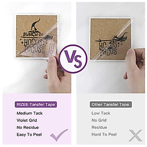 RIZEE Strong Grip Transfer Tape 12x120 Inches w/Alignment Grid for Heavier Adhesive Vinyl - Perfect for Glitter Vinyl, Brushed Vinyl for Decals, Signs, Windows, Stickers