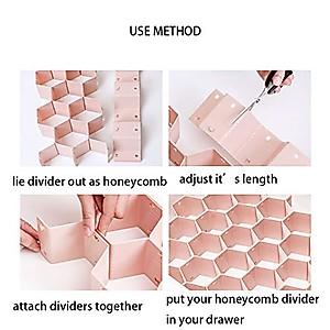 Sock Drawer Organizer, Adjustable Panties Sock Stocking Underwear Honeycombs Clapboard Divider Separator for Underwear Dresser Drawer Storage (White)