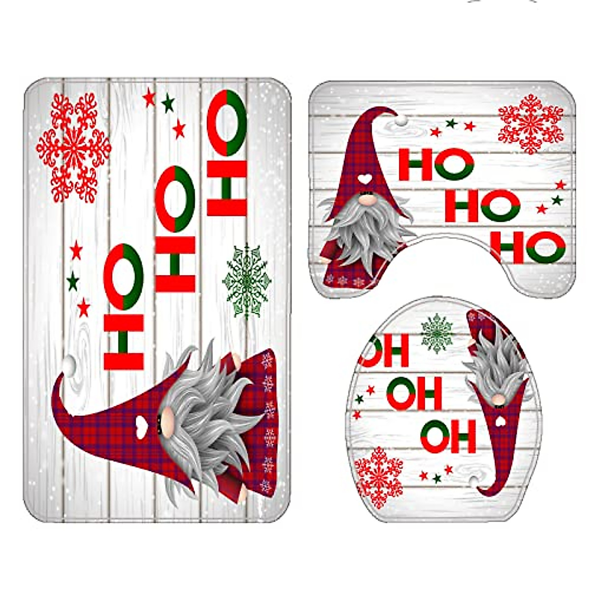 Christmas Bathroom Sets with Shower Curtain and Rugs, Christmas Gnome Shower Curtains Bathroom Set, Merry Christmas Theme Bathroom Decor (Gnome)