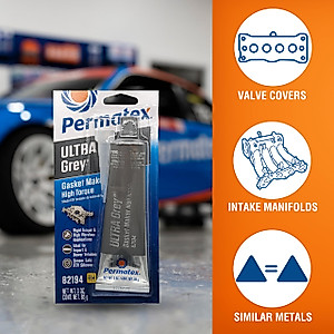 Permatex 82194 Ultra Grey Rigid High-Torque RTV Silicone Gasket Maker, 3.5 oz.
