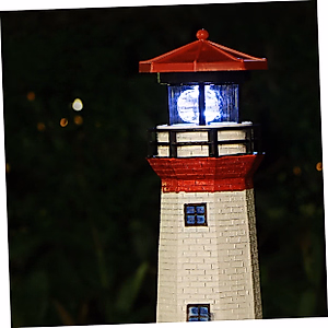 Abaodam 1Pc Solar Rotating Light Patio Lamps Outdoor Outside Patio Light Outdoor Patio lamp Garden Lighthouse Rotating Lighthouse Light Outdoor LED Solar Lights Revolving Light Shine Resin