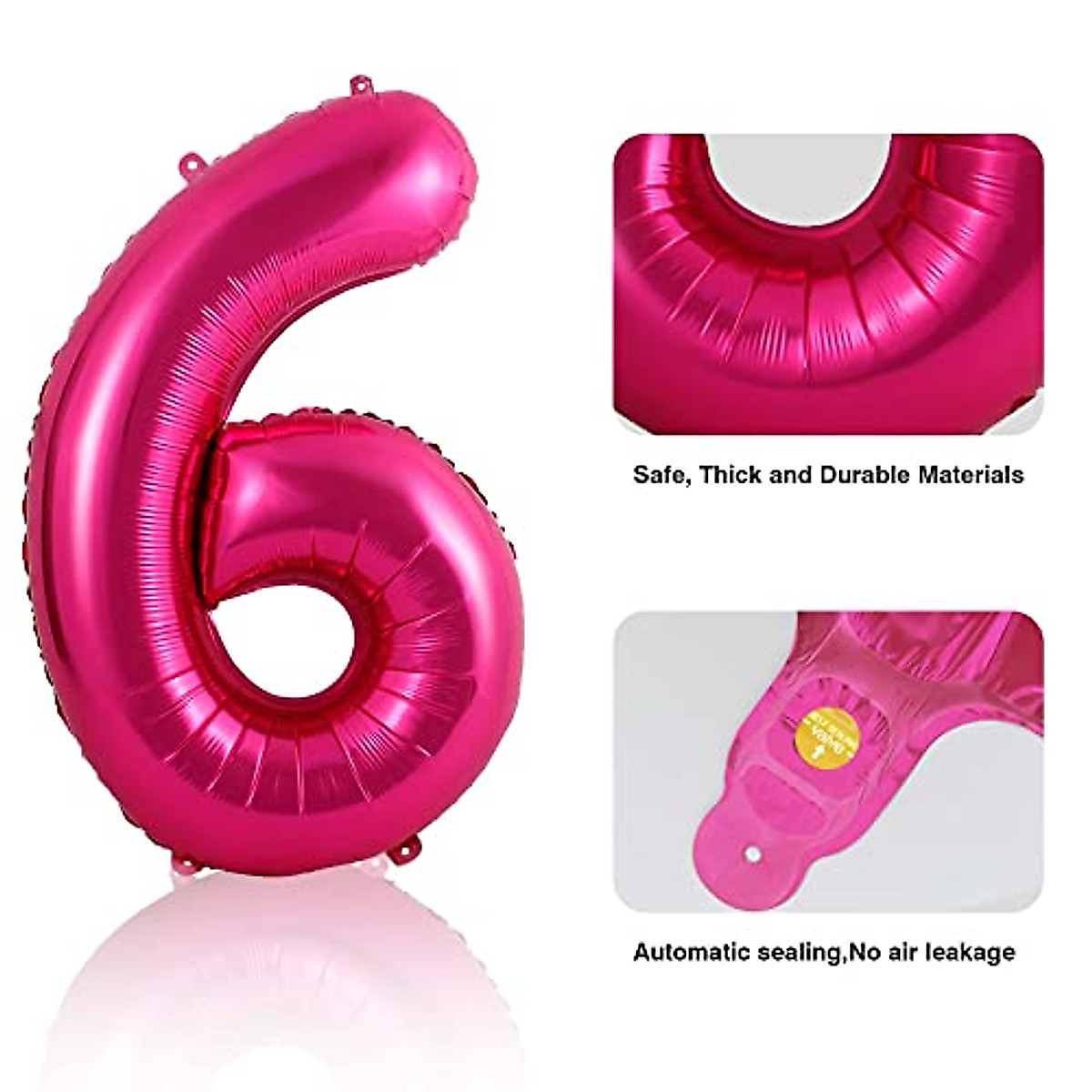 40 Inch Hot Pink 16 Number Balloons Big Giant Jumbo Bright Pink Number Balloon Large Foil Mylar Helium Dark Pink Digital Balloon Sweet 16th Birthday Anniversary Party Decorations Supplies for Girls