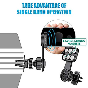 WixGear Universal Air Vent Twist Hole Magnetic Phone Holder for Car, for All Cell Phones with Fast Swift-Snap Technology, Will Not Block Air Vent Flow - for Vertical and Horizontal Vent