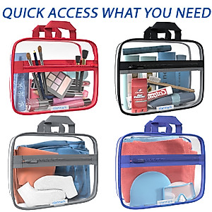 Clear Toiletry Bag - PVC Makeup Bag - Large Transparent Cosmetic Travel Case - See Through Packing Cube with Handle - Clear Bag with Zipper - Plastic Storage Pouch for Women