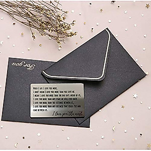 TUWUNA When I Say I Love You More Anniversary Card, I Love You Gifts for Her Him, Anniversary Card Gift for Husband Men,Birthday Wallet Card for Girlfriend Boyfriend(Silver-1)