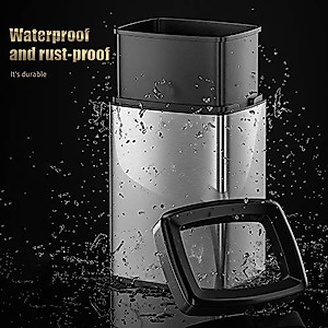 keling Square Trash can, Bathroom Trash can, Kitchen, Office, Household Trash can, Double Layer. (10L Silver, 9.8in Long 7.9in Wide 14in Tall)