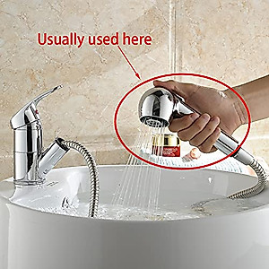 Kitchen Sink Pull Down Faucet Head Replacement 2-Functions Pull Out Sprayer Head Chrome, (Plating)