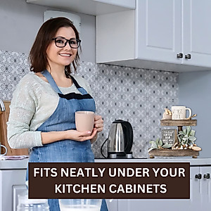 Corner Round Tiered Tray Stand 2 Tier Tray Stand Small Farmhouse Kitchen Decor Coffee Corner Counter Shelf Kitchen Counter Farmhouse Decor Rustic Home Decor Brown Wood Wooden Two Tiered Tray Decor