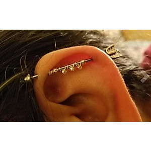 Briana Williams 14G Industrial Earrings Surgical Steel Heart Star Moon Dangle Industrial Piercing Jewelry 1 1/2 Inch 38mm Industrial Bar Piercing Silver Industrial Barbell for Women Men