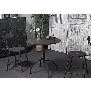 Lisuden Patio Bistro Metal Dining Table, Outdoor Steel Slat Round Table for 2 Person,Diameter 23.6", Furniture Table for Backyard, Garden, Lawn and Porch - Brown …