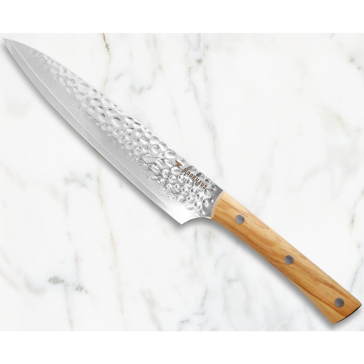Moorhaus 8" Kitchen Knife, Stainless Damascus Steel 67 Layer - Razor Sharp, Superb Edge Retention, Stain & Corrosion Resistant Chefs Knives