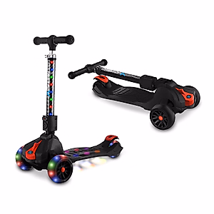 Hover-1 Ziggy Folding Kick Scooter for Kids (5+ Year Old) | Features Lean-to-Turn Axle, Solid PU Tires & Slim-Design, 110 LB Max Load Capacity, Safe, Black