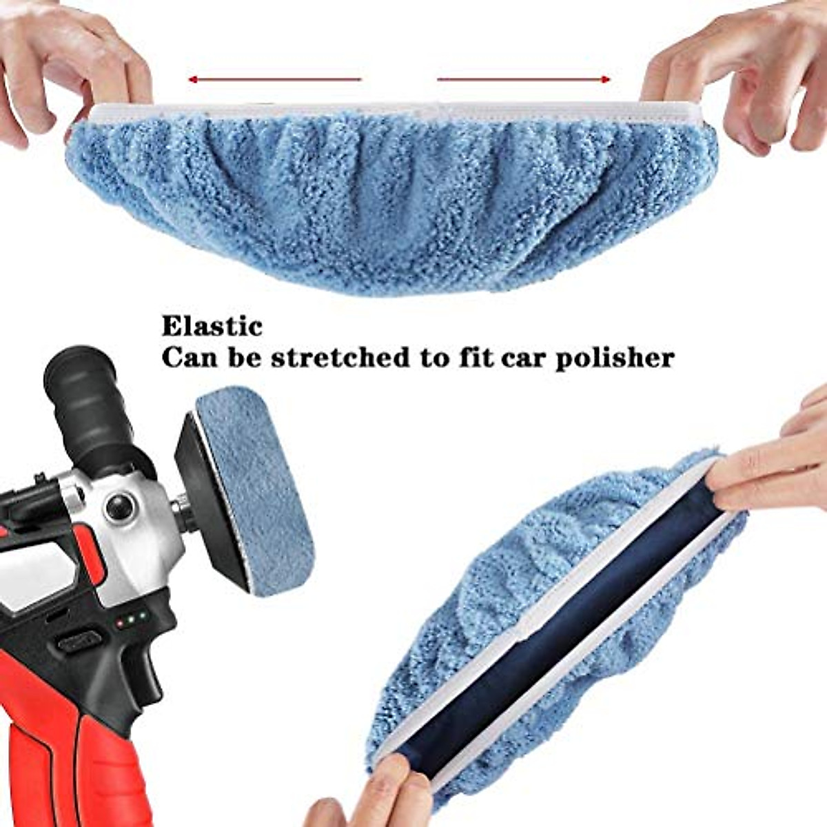 9 to 10 Inches Buffer Bonnets 9Pcs Waxers Bonnet Set Polishing Pads Bonnet Car Buffer Bonnet Car Wax Cover Kit - 4 Microfiber, 3 Coral Fleece, 2 Woolen, for Orbital Buffer Polisher