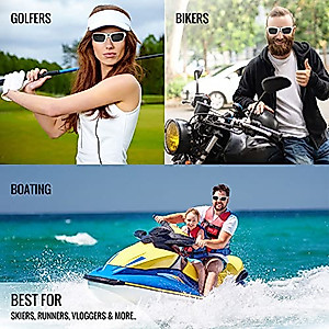 GoVision SOL 1080p HD Camera Glasses Video Recording Sport Sunglasses with Bluetooth Speakers and 15mp Camera - White