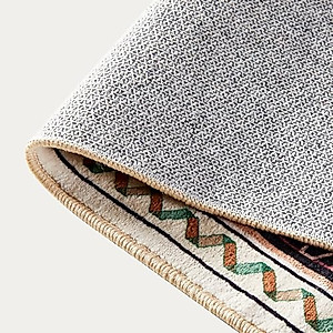 Washable Melting Retro Oriental 5x7 Area Rugs Carpet - Low Pile Thin Soft Shag Abstract Wavy Funky Tribal Traditional Antique Southwestern Rug for Bedroom Living Room Dining Room Entryway Office